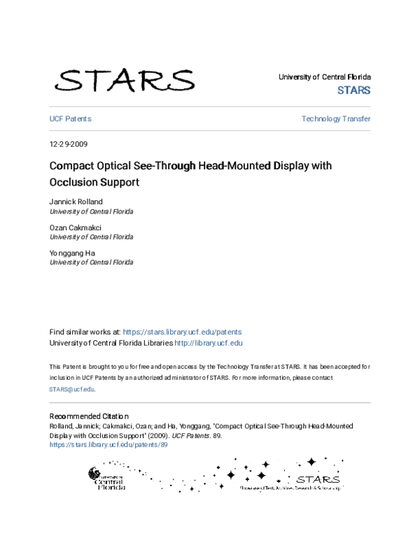 (PDF) Compact Optical See-Through HMD with Occlusion