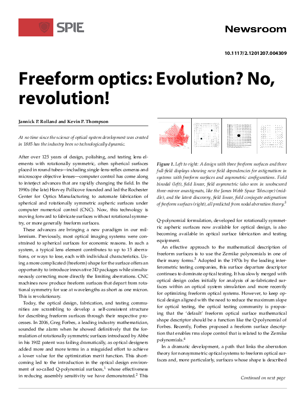 (PDF) Freeform optics: Evolution? No, revolution!