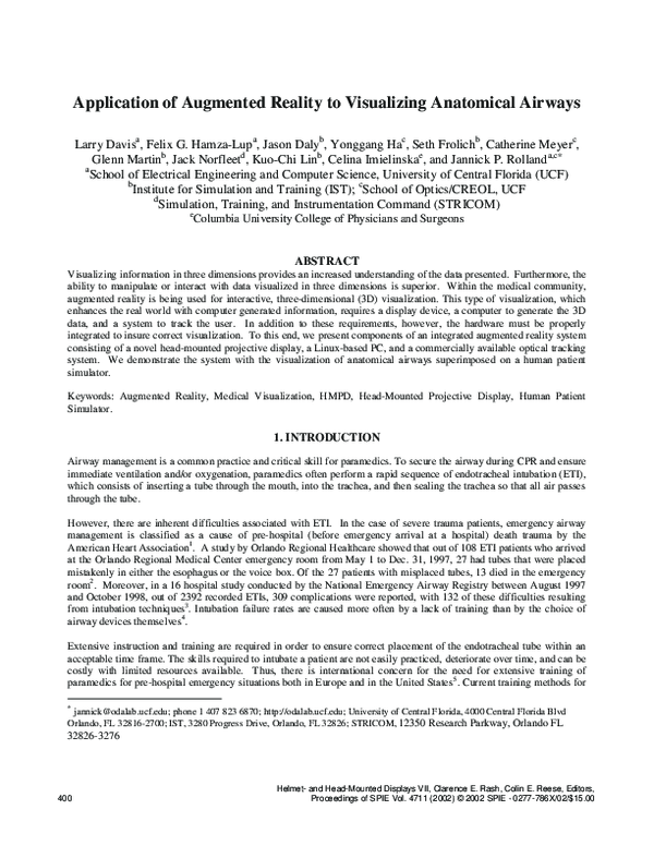 (PDF) Application of augmented reality to visualizing anatomical airways
