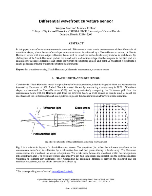 (PDF) Differential wavefront curvature sensor