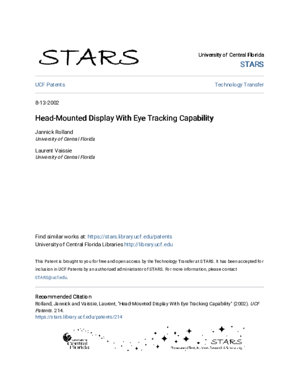 (PDF) Head mounted display with eyetracking capability