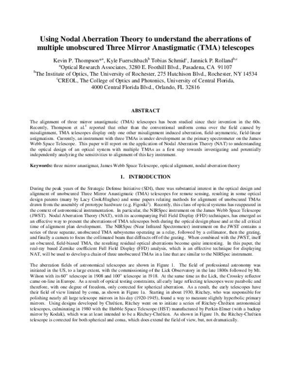 (PDF) Using nodal aberration theory to understand the aberrations of ...
