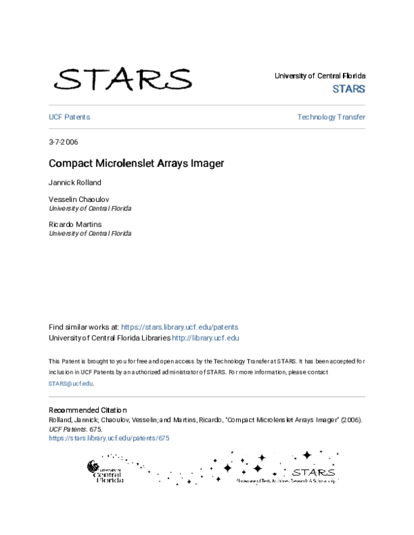 (PDF) Compact microlenslet arrays imager