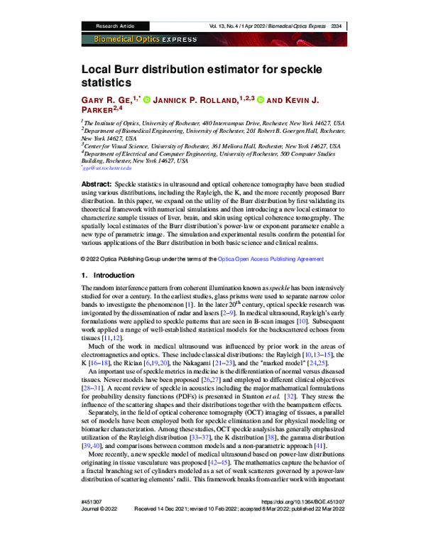 (PDF) A local Burr distribution estimator for specklestatistics ...