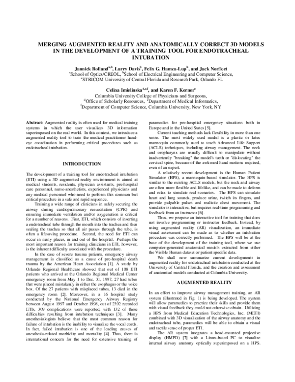 (PDF) Merging augmented reality and anatomically correct 3D models in the development of a ...