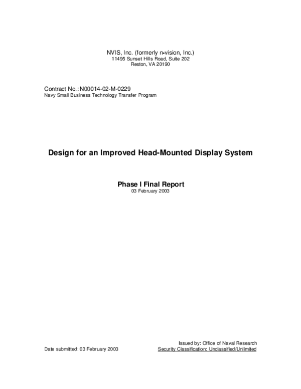 (PDF) Design for an Improved Head-Mounted Display System