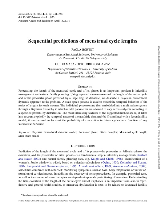 (PDF) Sequential predictions of menstrual cycle lengths