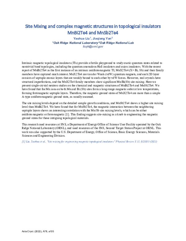 (PDF) Site mixing and complex magnetic structures in topological ...