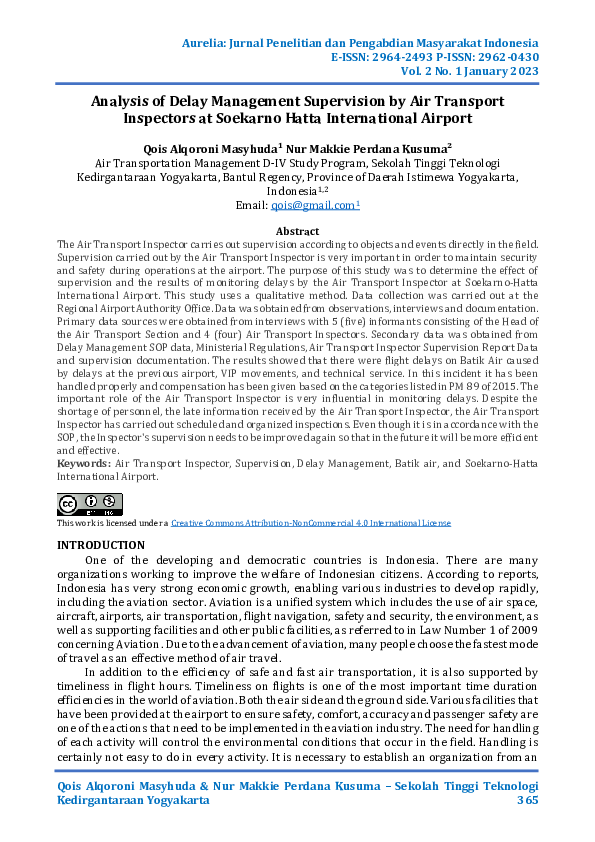(PDF) Analysis of Delay Management Supervision by Air Transport ...