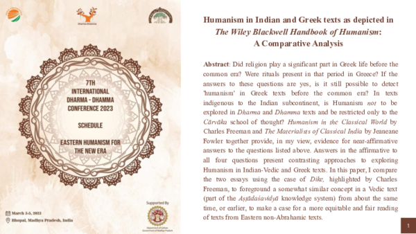 (PDF) Humanism in Indian and Greek texts as depicted in The Wiley ...