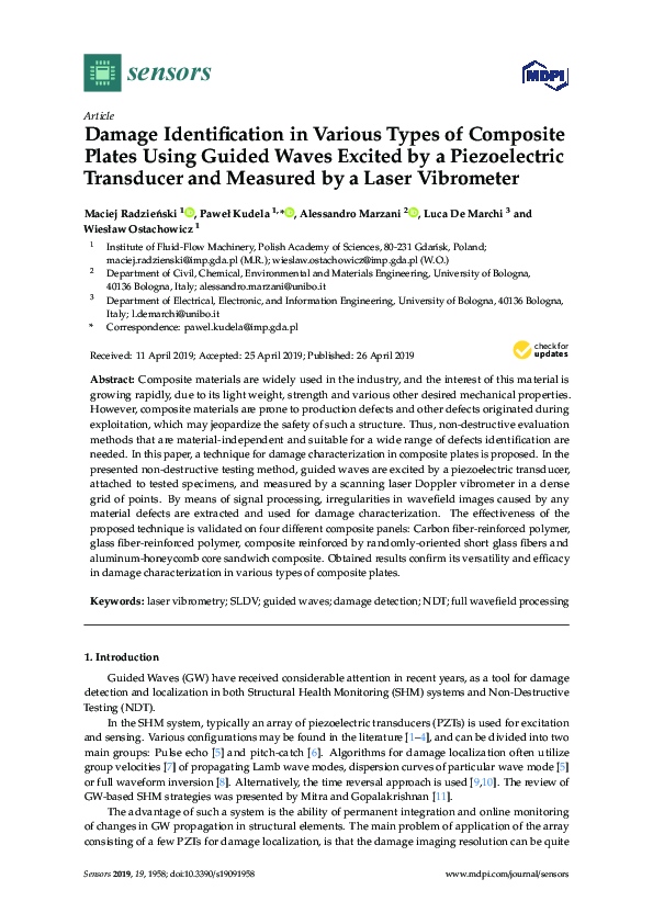(PDF) Damage Identification in Various Types of Composite Plates Using ...