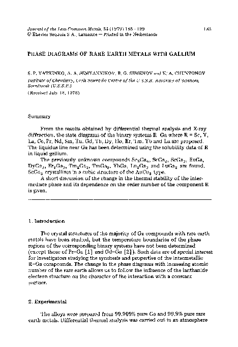 (PDF) Phase diagrams of rare earth metals with gallium | Konstantin ...