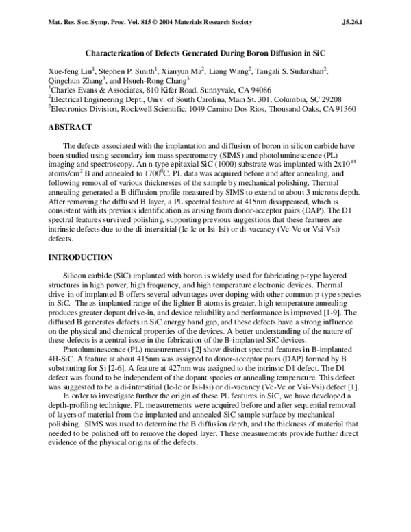 (PDF) Characterization of defects generated during reactive ion etching