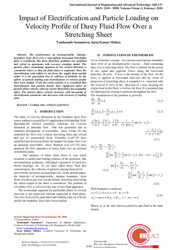 (PDF) Impact of Electrification and Particle Loading on Velocity ...