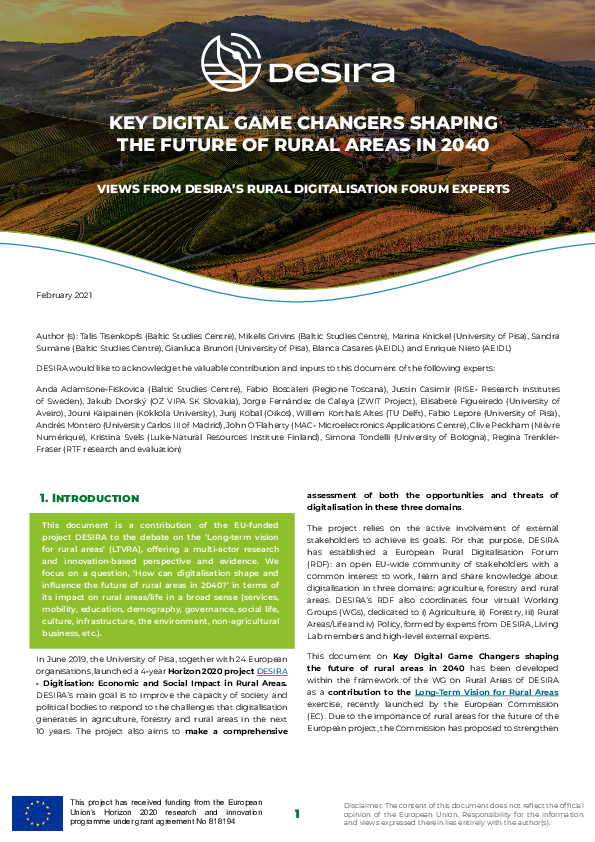 (PDF) Key Digital Game Changers Shaping the Future of Rural Areas in ...
