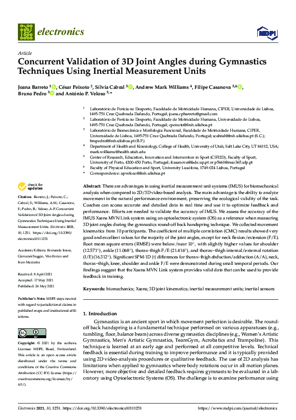 (PDF) Concurrent Validation of 3D Joint Angles during Gymnastics Techniques Using Inertial ...