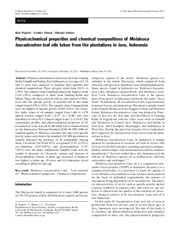 (PDF) Physicochemical properties and chemical compositions of Melaleuca ...