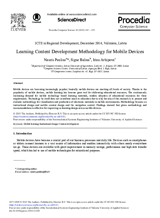 (PDF) Learning Content Development Methodology for Mobile Devices