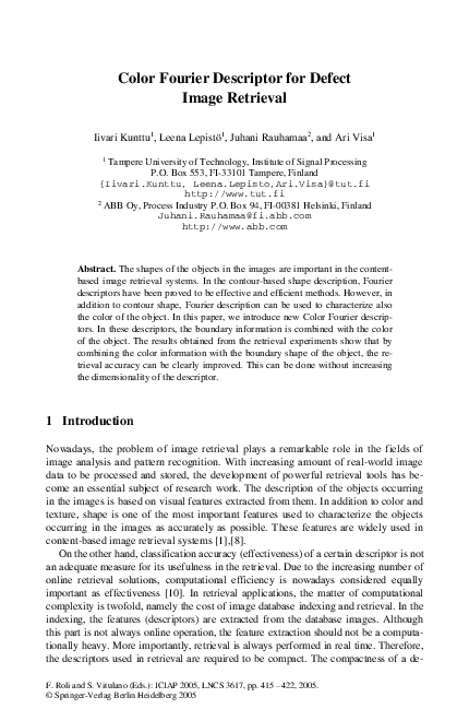 (PDF) Color Fourier Descriptor for Defect Image Retrieval