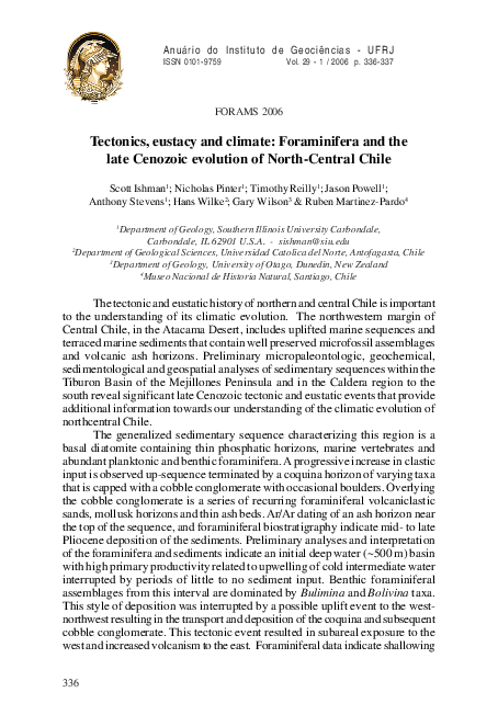 (PDF) Tectonics, eustacy and climate: foraminifera and the late ...