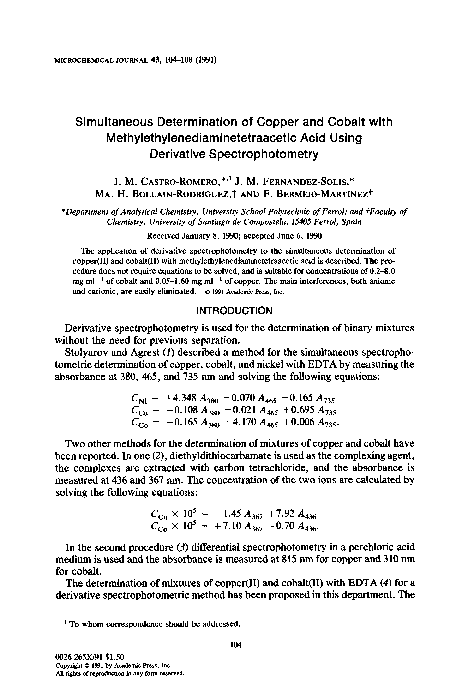 Pdf Simultaneous Determination Of Copper And Cobalt With Methylethylenediaminetetraacetic Acid