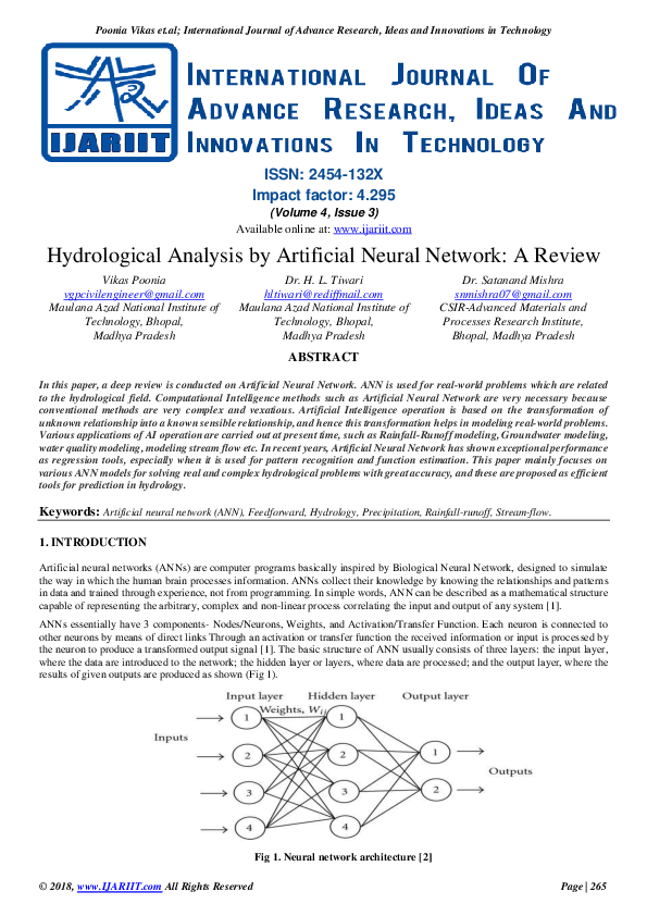 (PDF) Hydrological Analysis by Artificial Neural Network: A Review