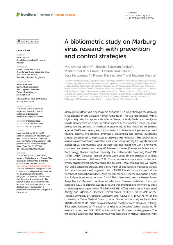 (PDF) A bibliometric study on Marburg virus research with prevention ...