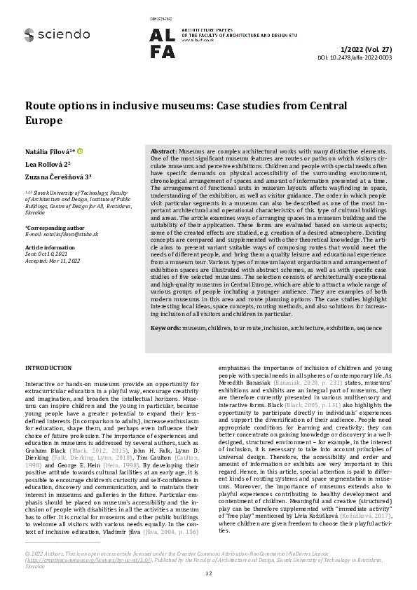 (PDF) Route options in inclusive museums: Case studies from Central Europe