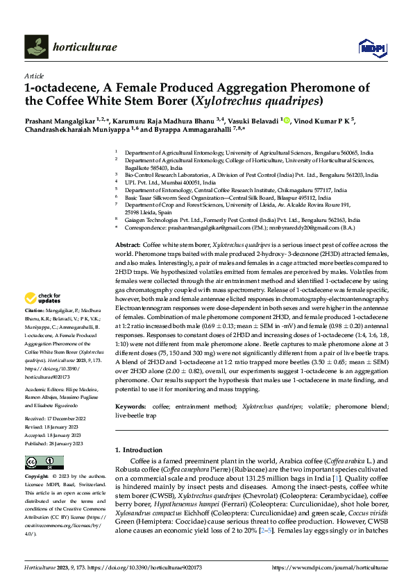 (PDF) 1-octadecene, A Female Produced Aggregation Pheromone of the ...