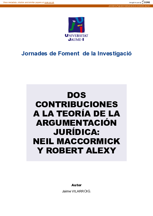 (PDF) Dos contribuciones a la teoría de la argumentación jurídica: Neil ...