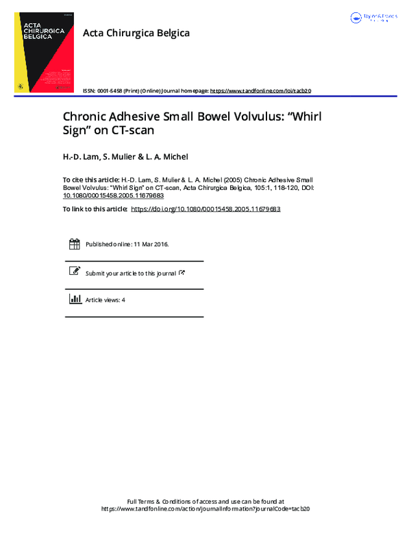 (PDF) Chronic Adhesive Small Bowel Volvulus: “Whirl Sign” on CT-scan