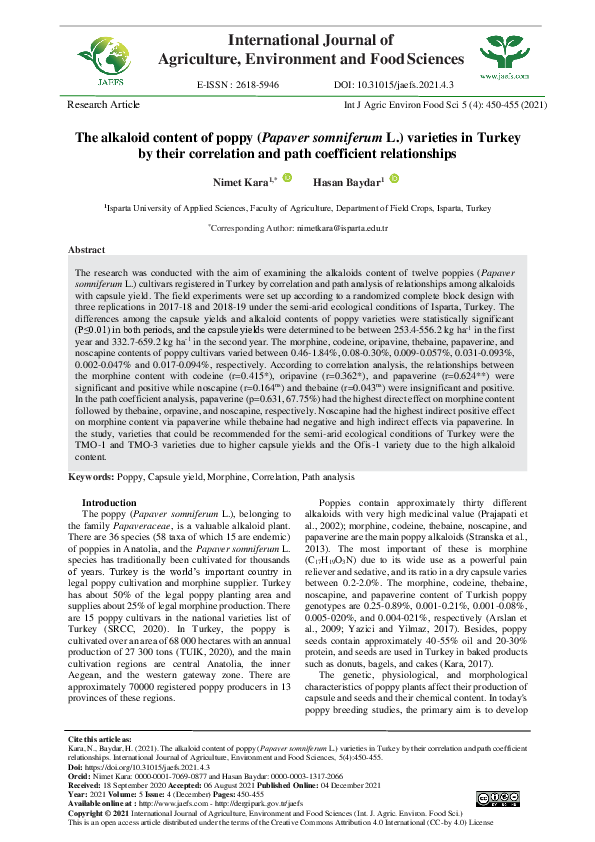 (PDF) The alkaloid content of poppy (Papaver somniferum L.) varieties ...
