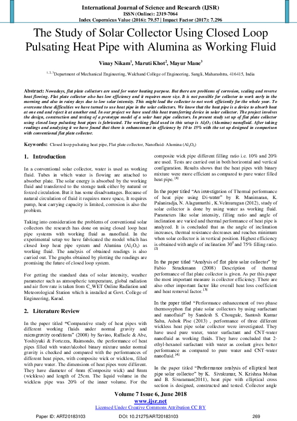 (PDF) The Study of Solar Collector Using Closed Loop Pulsating Heat ...