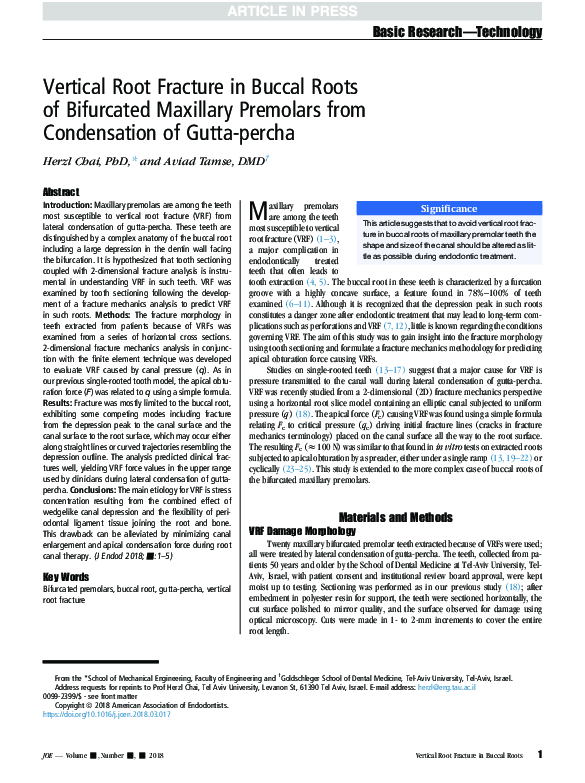 (PDF) Vertical Root Fracture in Buccal Roots of Bifurcated Maxillary ...