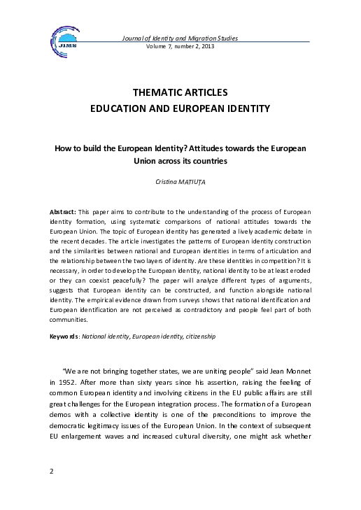 (PDF) How to build the European Identity? Attitudes towards the ...