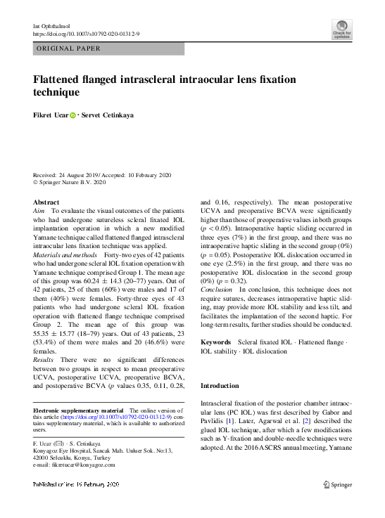 (PDF) Flattened flanged intrascleral intraocular lens fixation technique