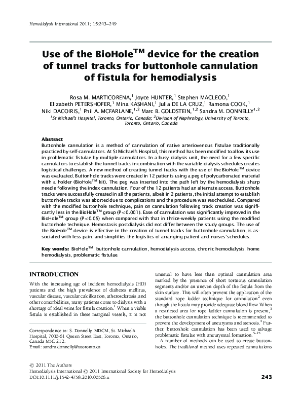 (PDF) Use of the BioHole™ device for the creation of tunnel tracks for ...