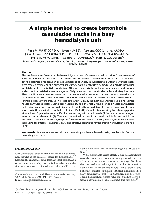 (PDF) A simple method to create buttonhole cannulation tracks in a busy ...