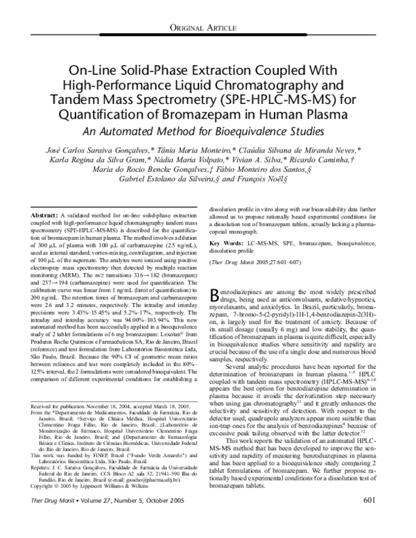 (PDF) On-Line Solid-Phase Extraction Coupled With High-Performance Liquid Chromatography and ...