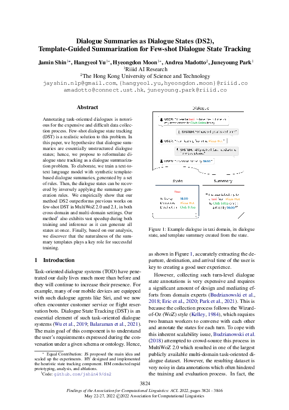 (PDF) Dialogue Summaries as Dialogue States (DS2), Template-Guided ...