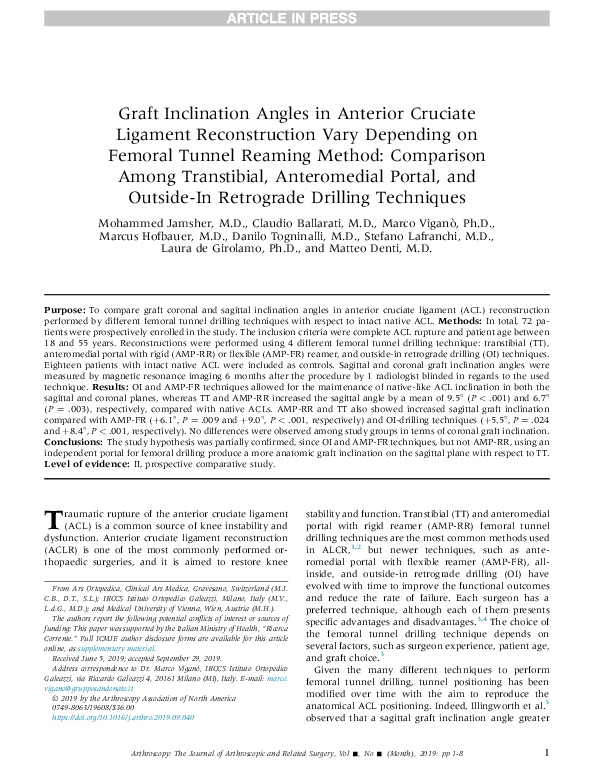 (PDF) Graft Inclination Angles in Anterior Cruciate Ligament ...