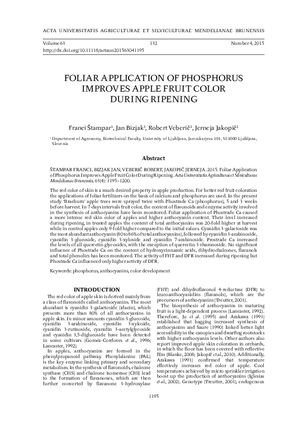 (PDF) Foliar Application of Phosphorus Improves Apple Fruit Color During Ripening