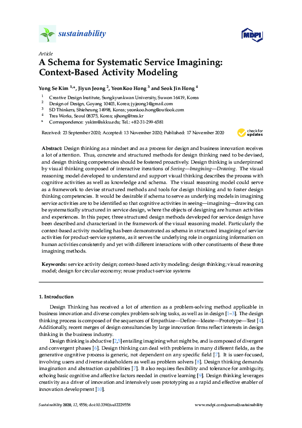 (PDF) A Schema for Systematic Service Imagining: Context-Based Activity ...