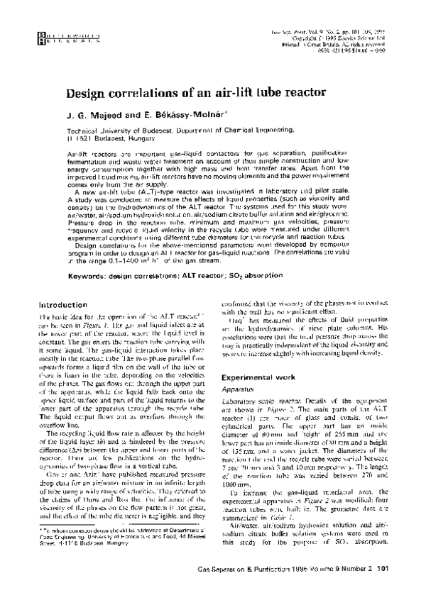 (PDF) Design correlations of an air-lift tube reactor