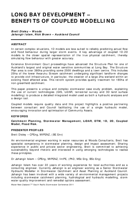 (PDF) Long Bay Development–Benefits of Coupled Modelling
