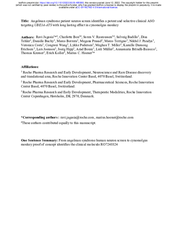 (PDF) Angelman syndrome patient neuron screen identifies a potent and ...