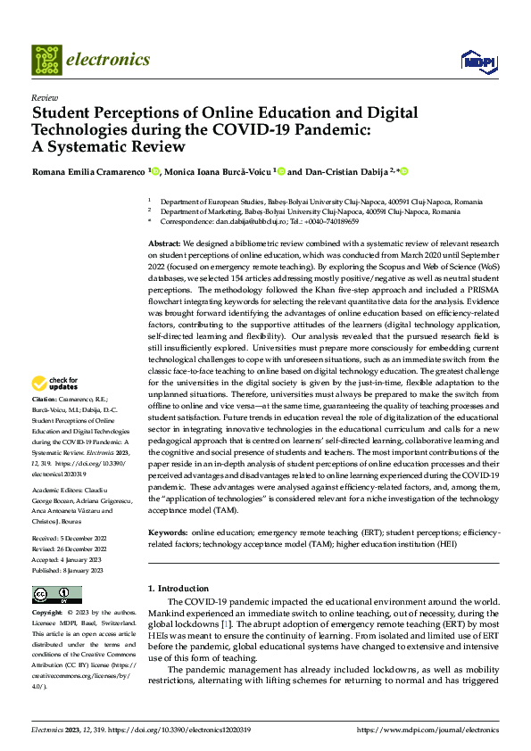 (PDF) Student Perceptions of Online Education and Digital Technologies ...