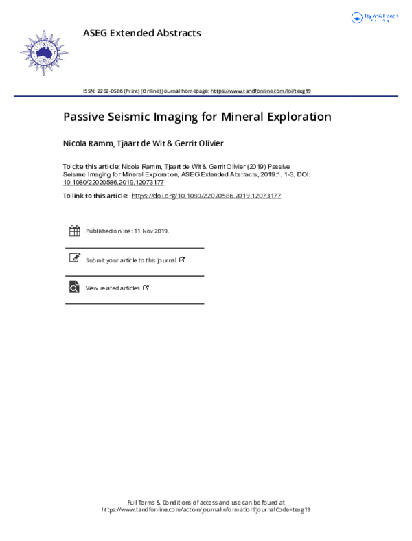 (PDF) Passive Seismic Imaging for Mineral Exploration