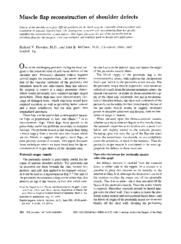 (PDF) Muscle flap reconstruction of shoulder defects