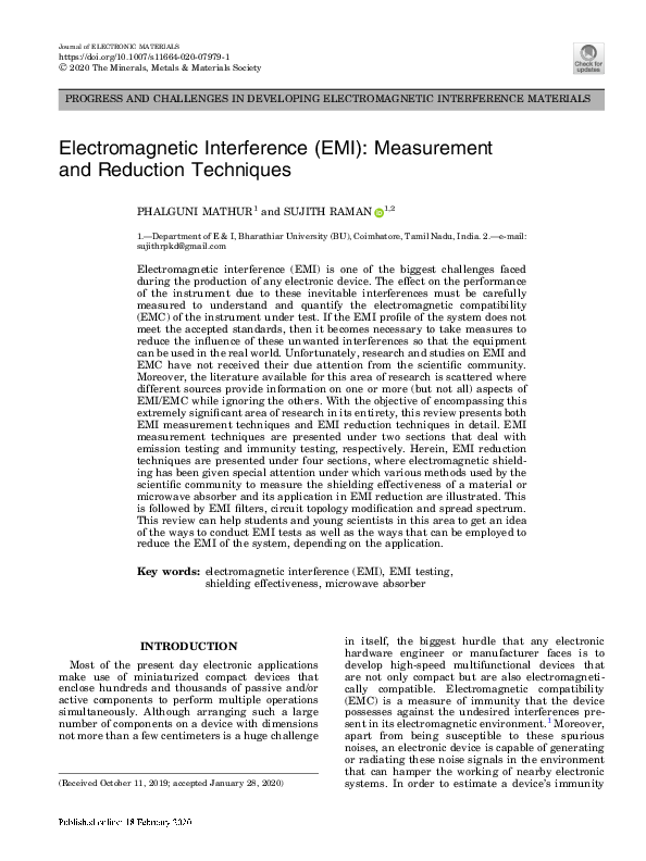 (PDF) Electromagnetic Interference (EMI) Measurements for Automotive Applications